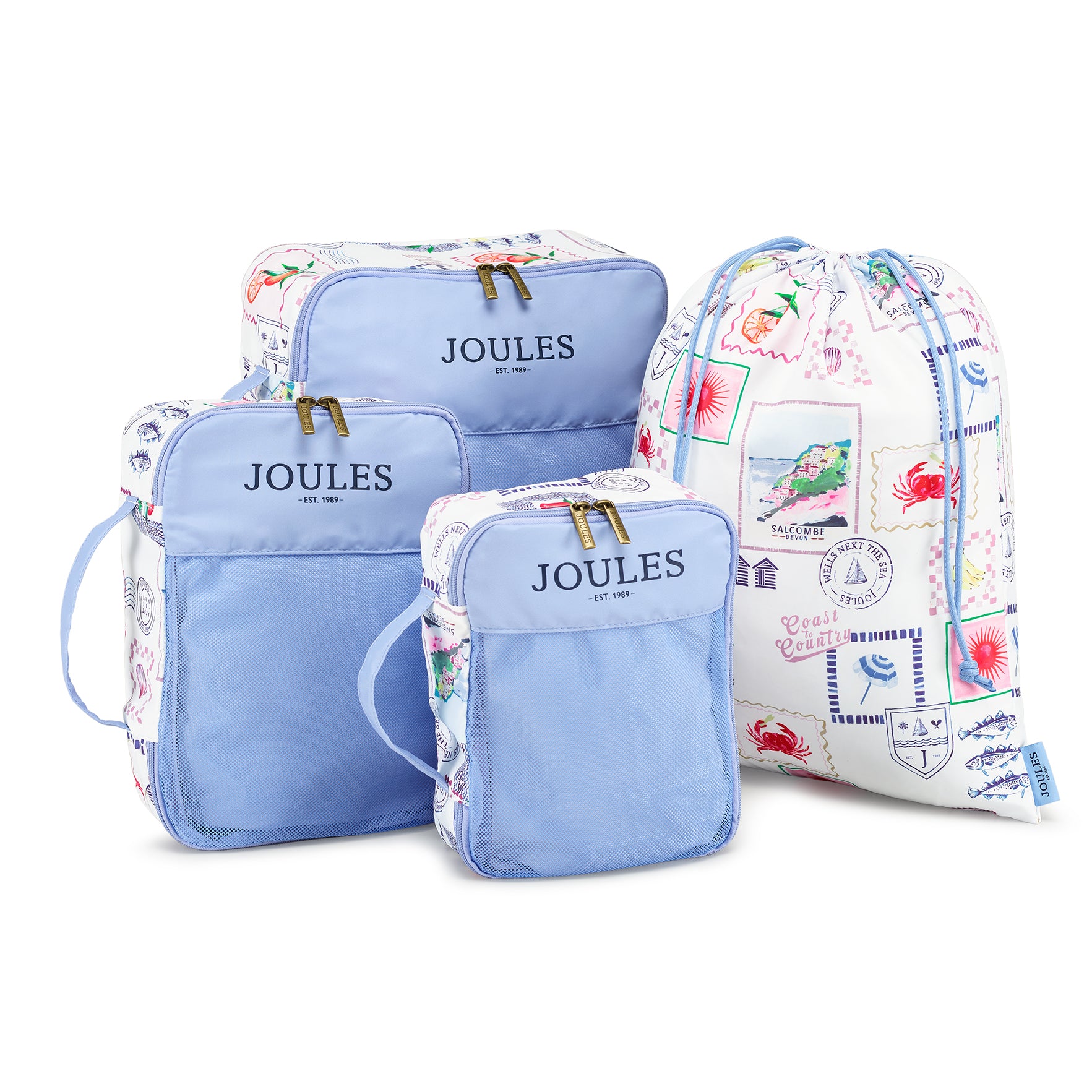 Joules Postcards Set of Packing Cubes – Go Places